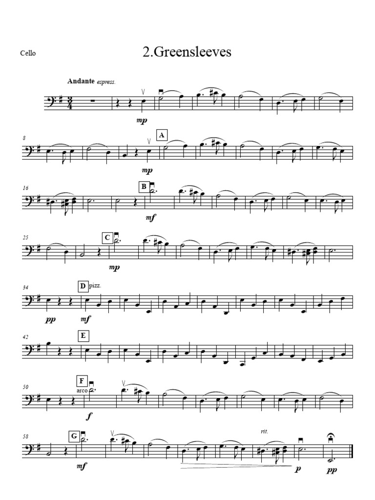 GREENSLEEVES CELLO | PDF