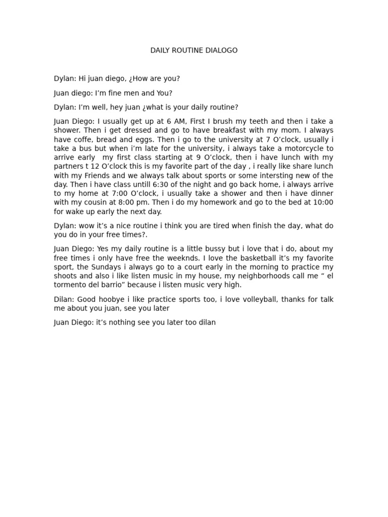 DAILY ROUTINE DIALOGO | PDF
