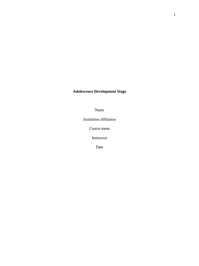 Adolescence Development Stage Edited Pdf