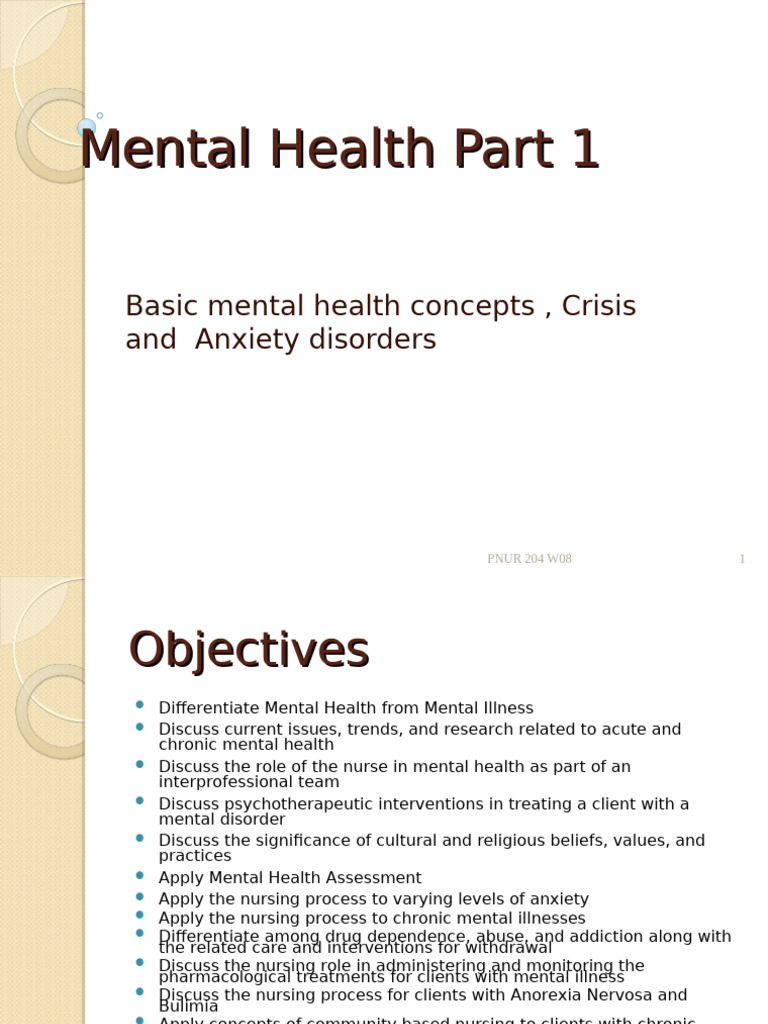 Mental Health Part 1 | PDF
