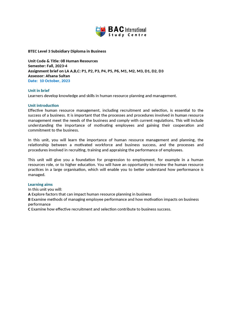 Fall Hr Assignment Brief Pdf