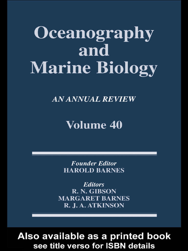 Oceanography and Marine Biology, An Annual Review, Volume 40 - An Annual Review - Volume 40 ...