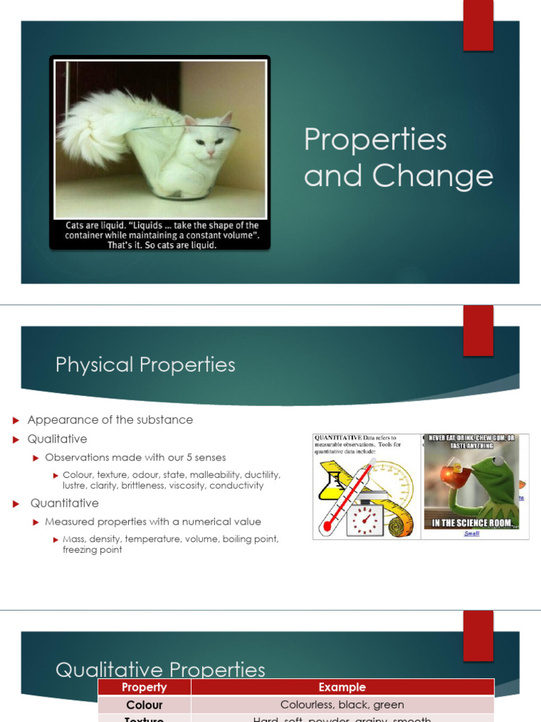 1.11 Physical, Chemical Properties and Change Properties of Matter | PDF