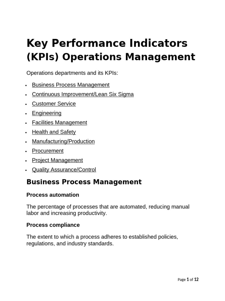 Key Performance Indicators | PDF