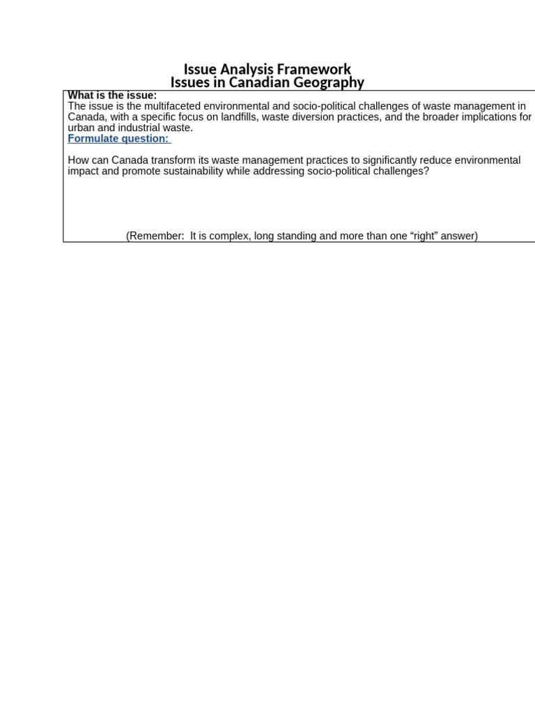 Issue Analysis Framework 3 2 Pdf
