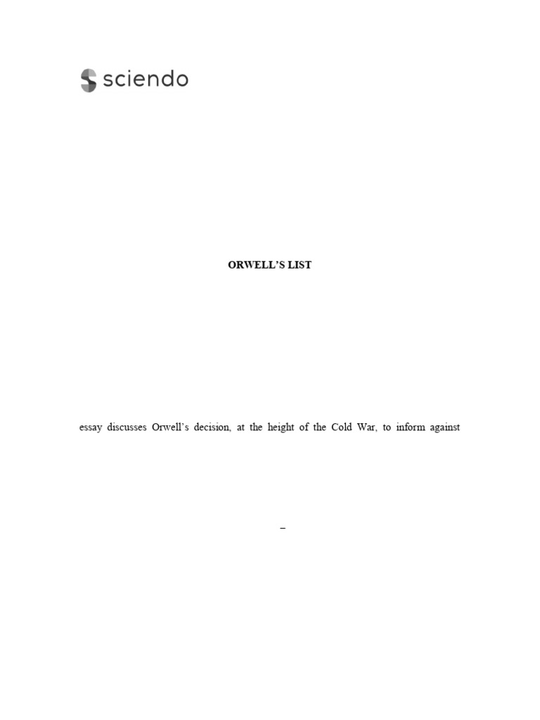 Orwells List | PDF