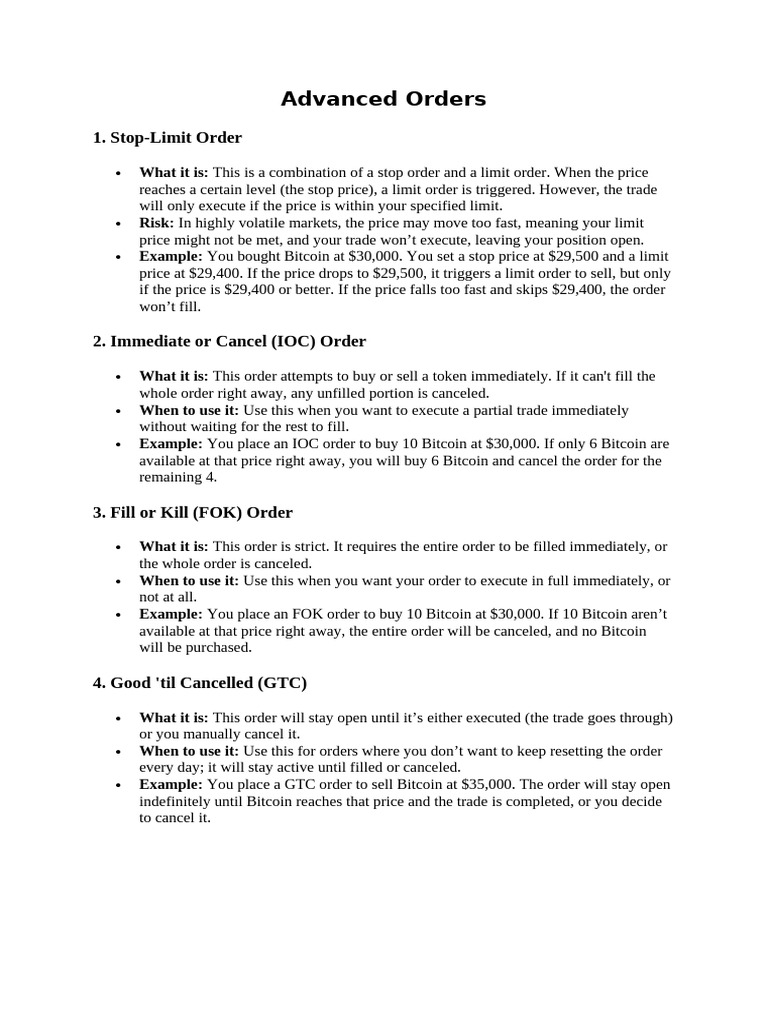 Advanced Orders | PDF