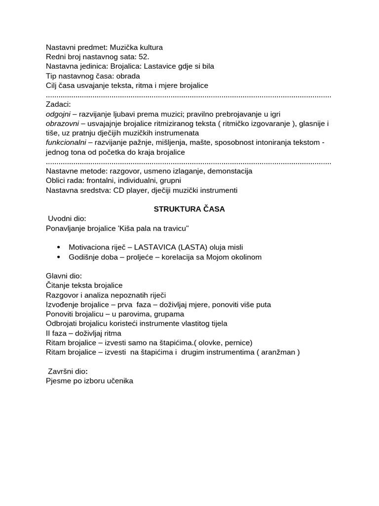 Brojalica Lastavice Gdje Si Bila | PDF