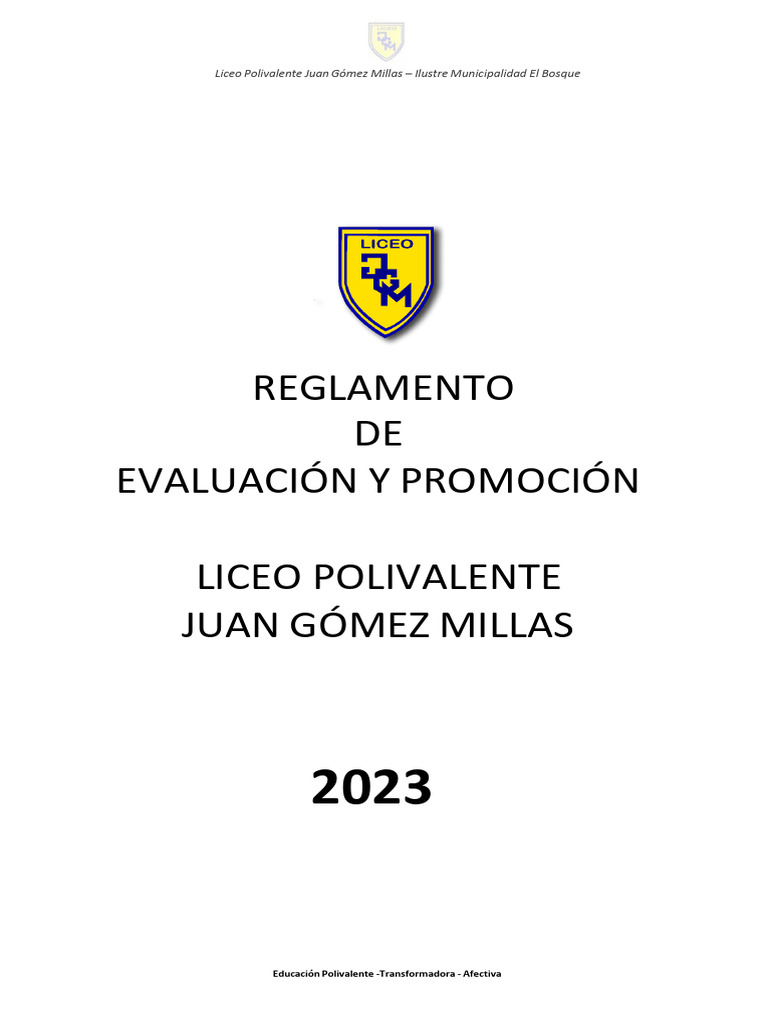 Reglamento de Evaluacion | PDF | Evaluación | Aprendizaje