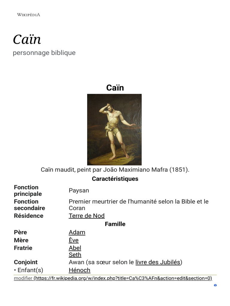 Caïn - Wikipédia | PDF