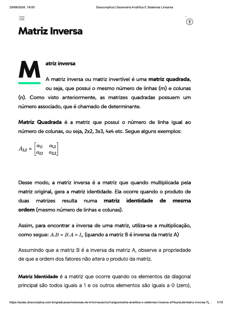 Matriz Inversa | PDF