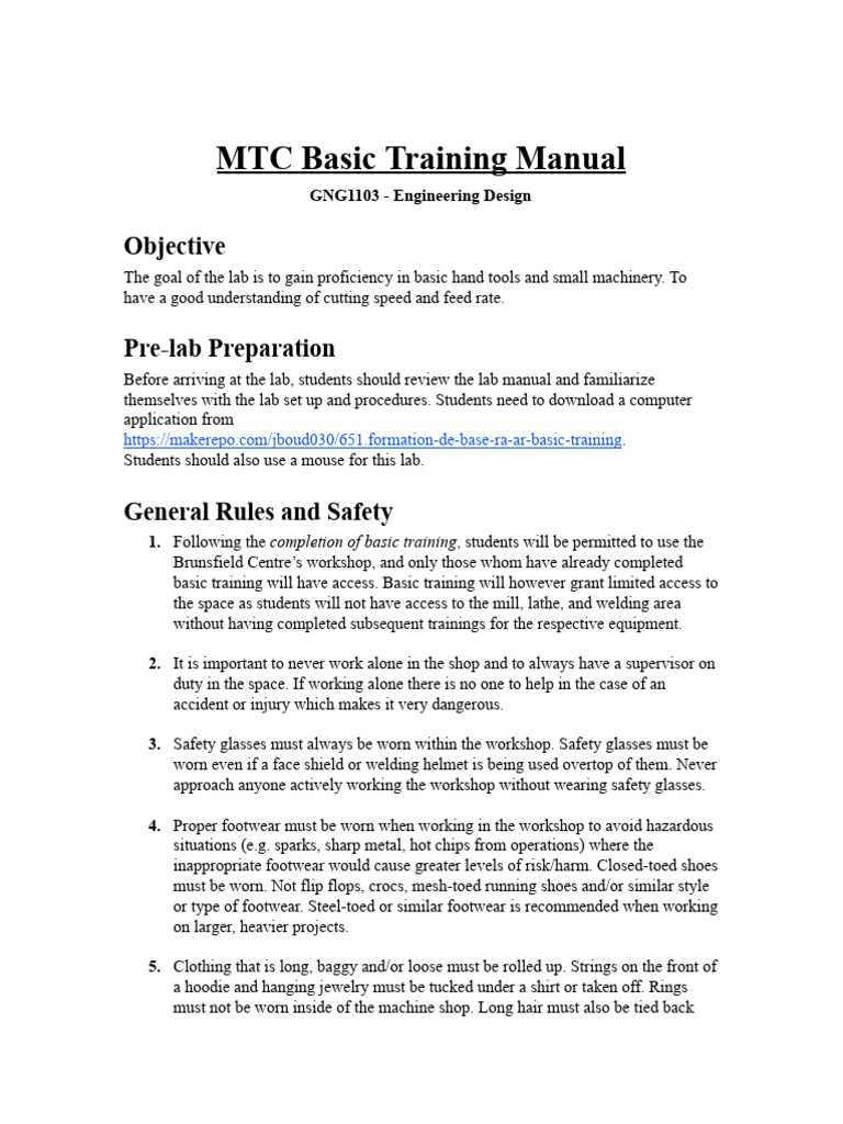Basic Training Manual w21 | PDF