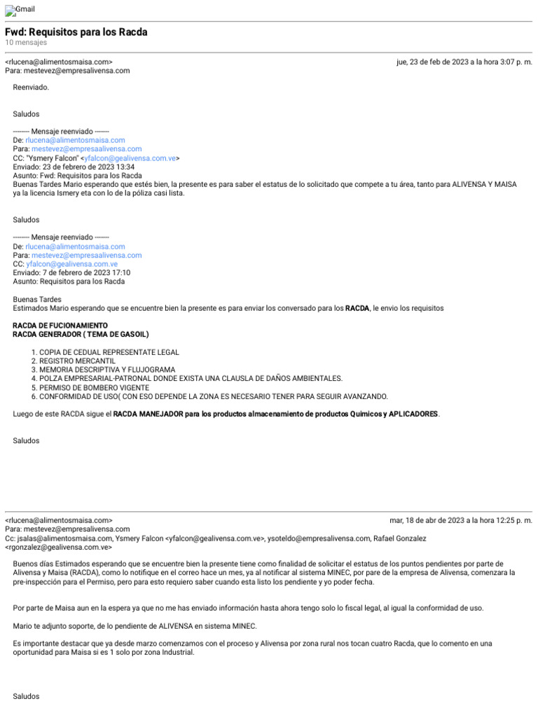 Gmail - FWD - Requisitos para Los Racda | PDF