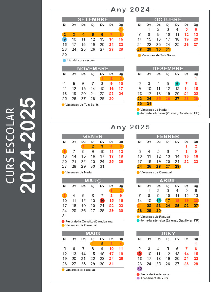 Calendari Escolar 2024-2025 II | PDF