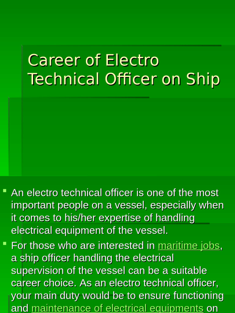 Career of Electro Technical Officer On Ship | PDF