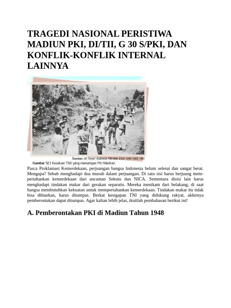 Tragedi Nasional Peristiwa Madiun Pki | PDF