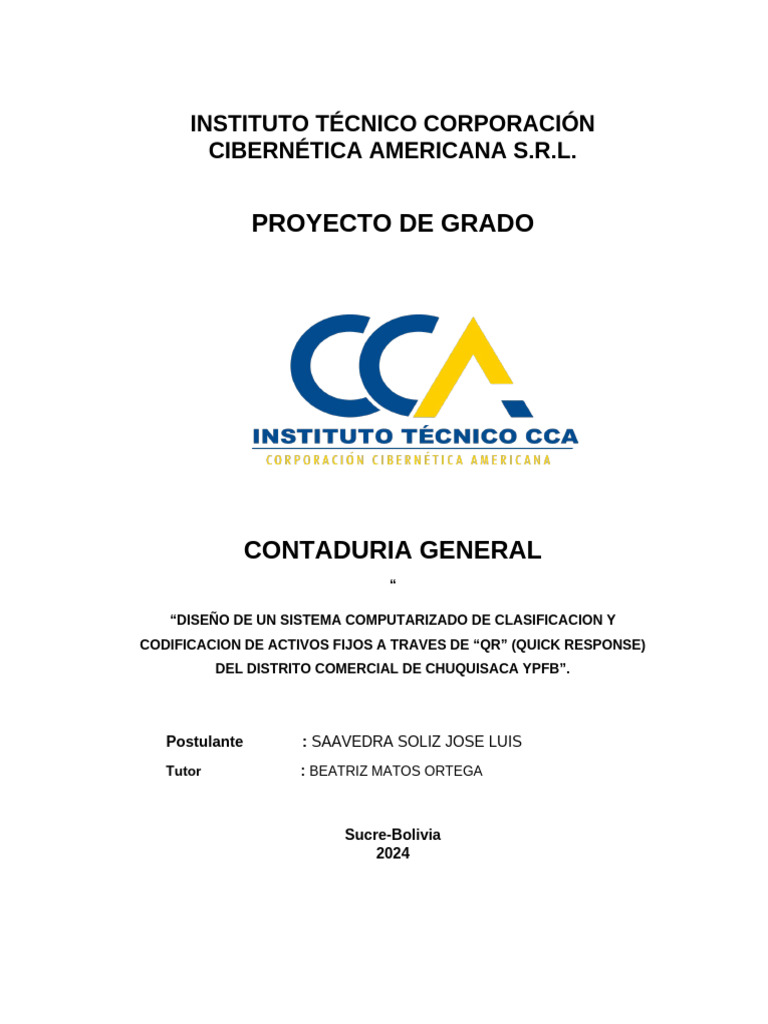Proyecto Cca. 2024 | PDF | Bolivia