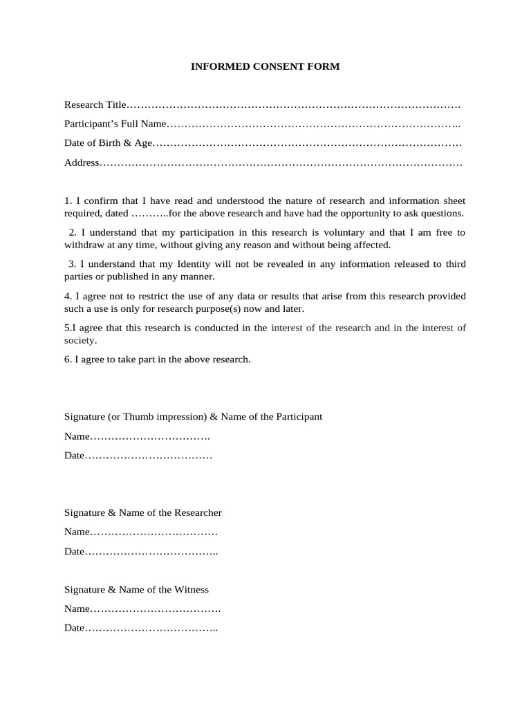 1 CONSENT FORM. Res Participant | PDF