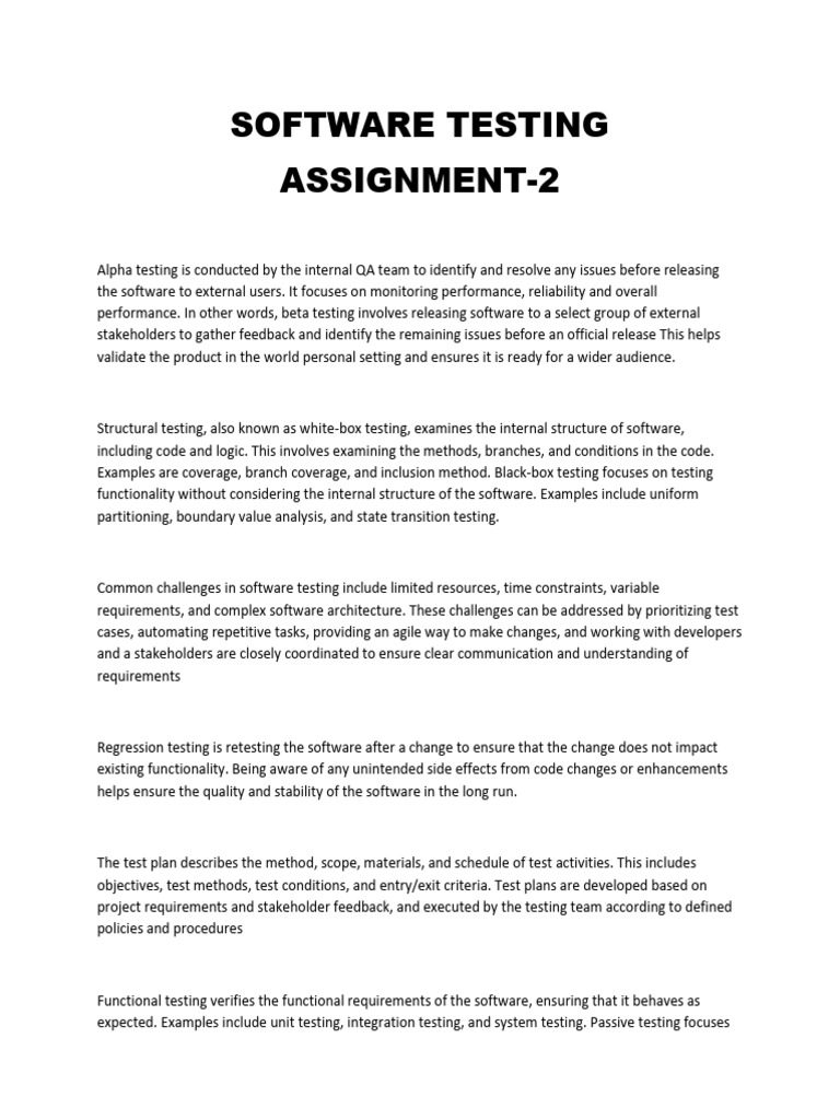 Software Testing Assignment 2 | PDF