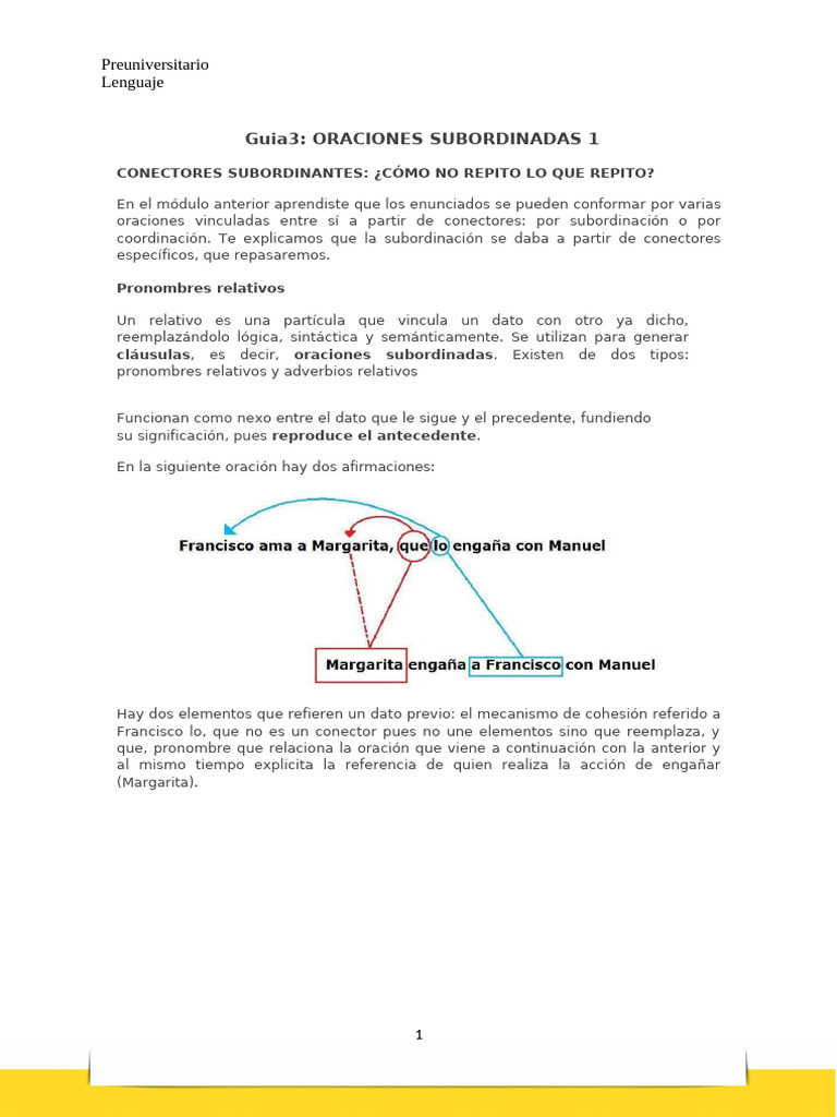 Guia 3 - ORACIONES - SUBORDINADAS - 1 | PDF | Oración (Lingüística ...