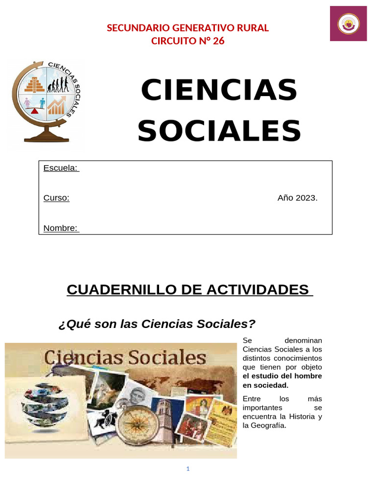 CUADERNILLO DE ACTIVIDADES. CIENCIAS SOCIALES - El Señuelo | PDF