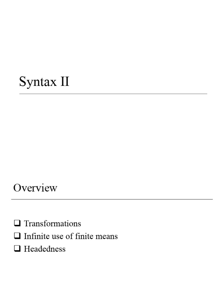 LING 200 Chapter Syntax II | PDF