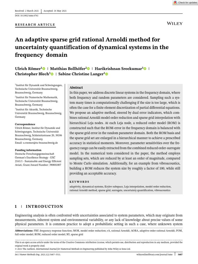 2021 MBollhofer - URömer - An Adaptive Sparse Grid Rational Arnoldi Method For Uncertainty ...