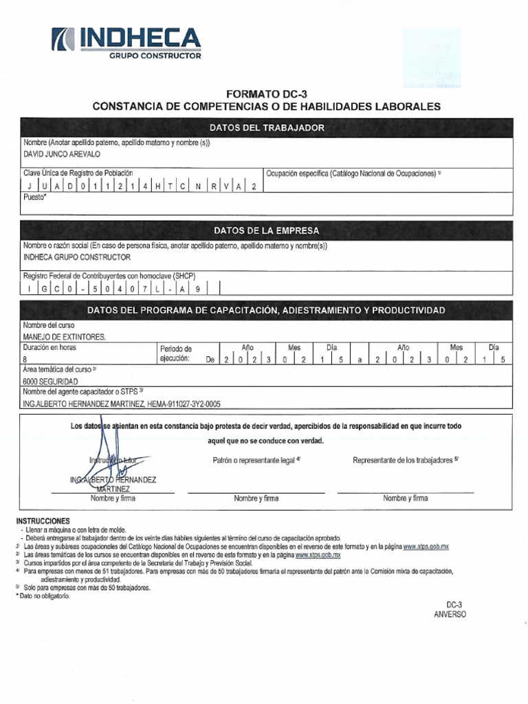 DC-3 Manejo de Extintores | PDF