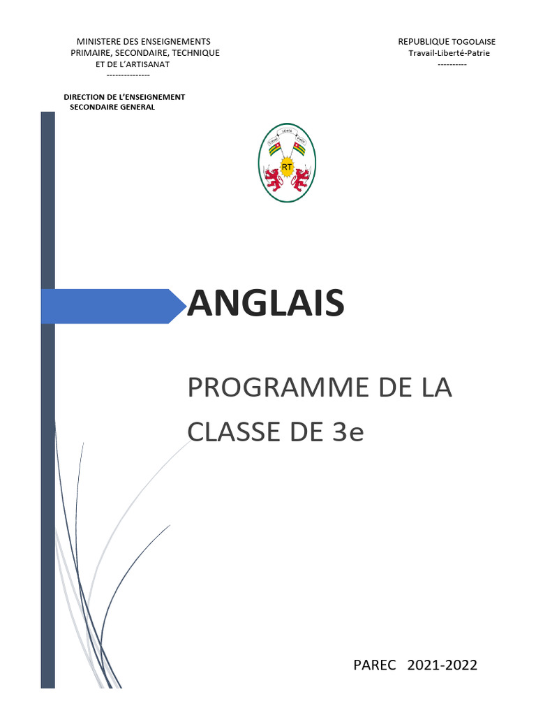 Programmes ANG 3e | PDF