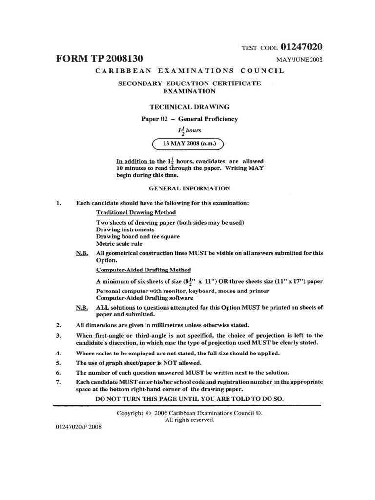 CSEC_Technical_Drawing_P2_2008 | PDF