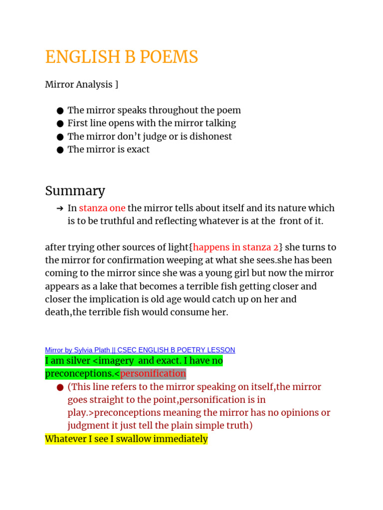 English B Poems | PDF