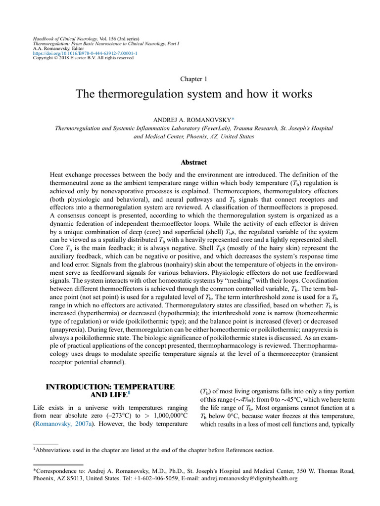 The Thermoregulation System and How It Works | PDF