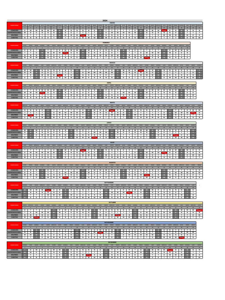 Horario de Tripulaciones 2024 Gris | PDF