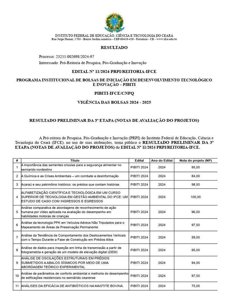 PIBITI 3 Etapa | PDF