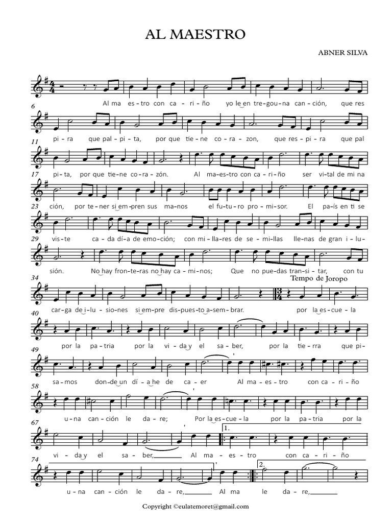 AL MAESTRO - Partitura Completa | PDF