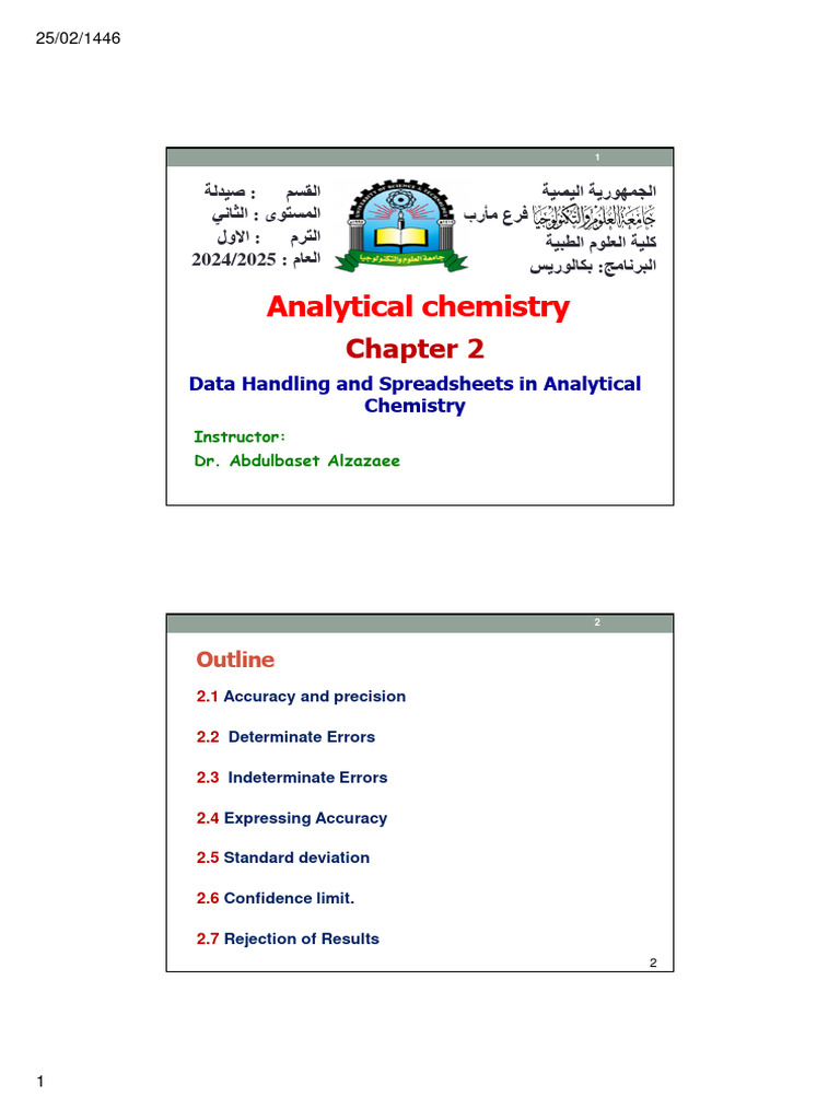 Part - 2-Analytical 2025 | PDF | Accuracy And Precision | Errors And Residuals