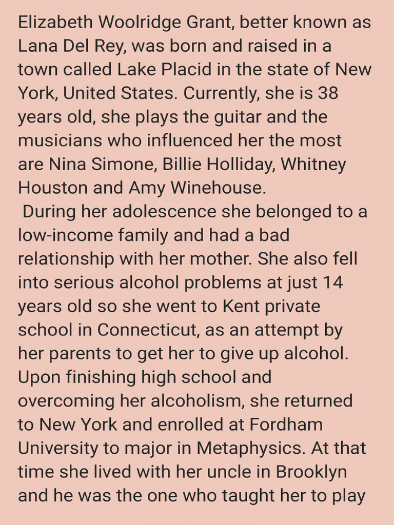 Lana Del Rey Biography | PDF