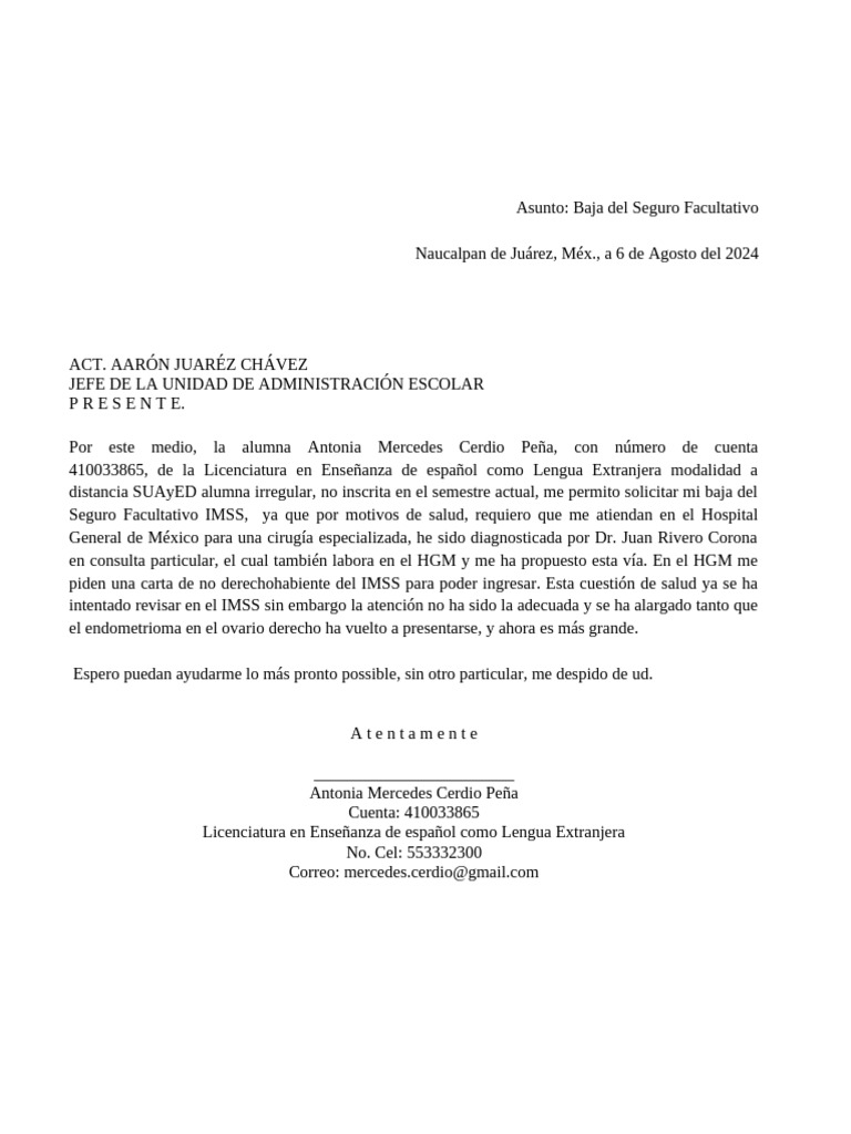 FORMATO SOLICITUD DE BAJA TEMPORAL | PDF