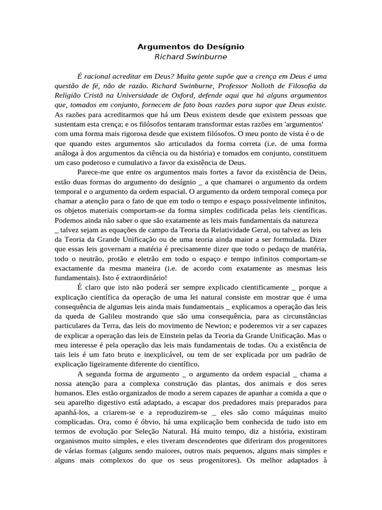 Argumentos Do Desígnio | PDF