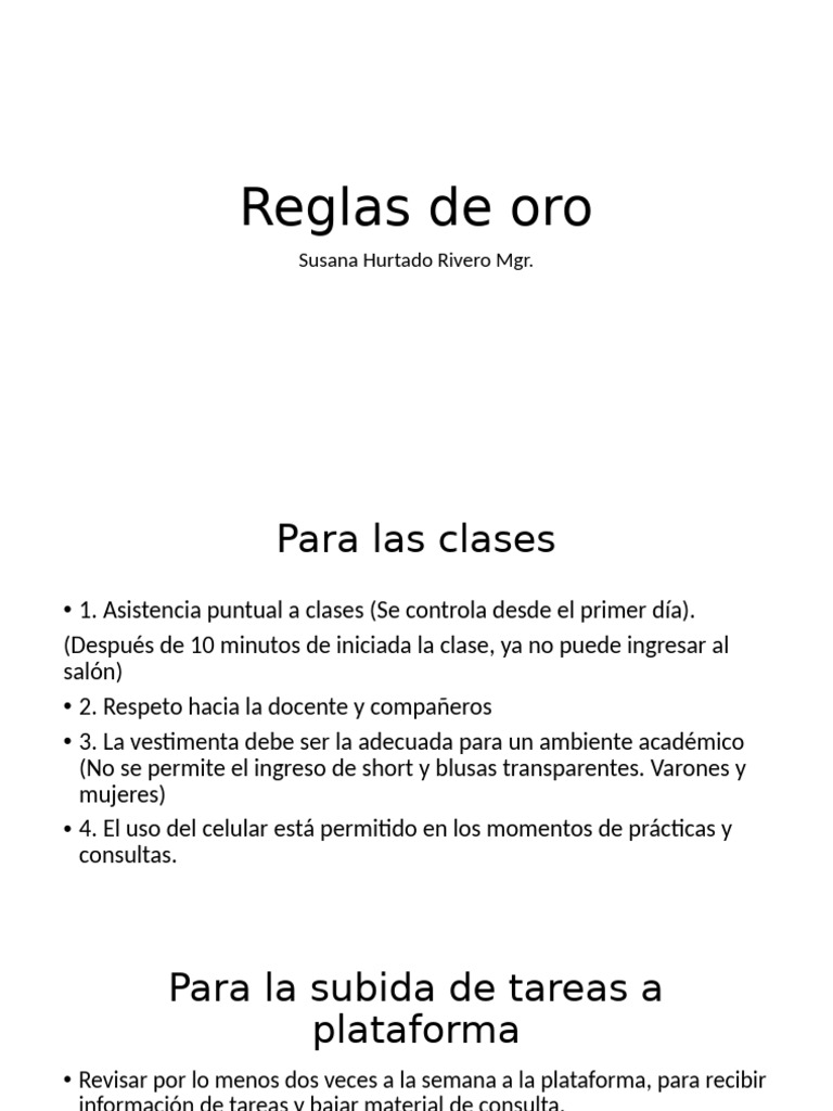 Reglas de Oro | PDF