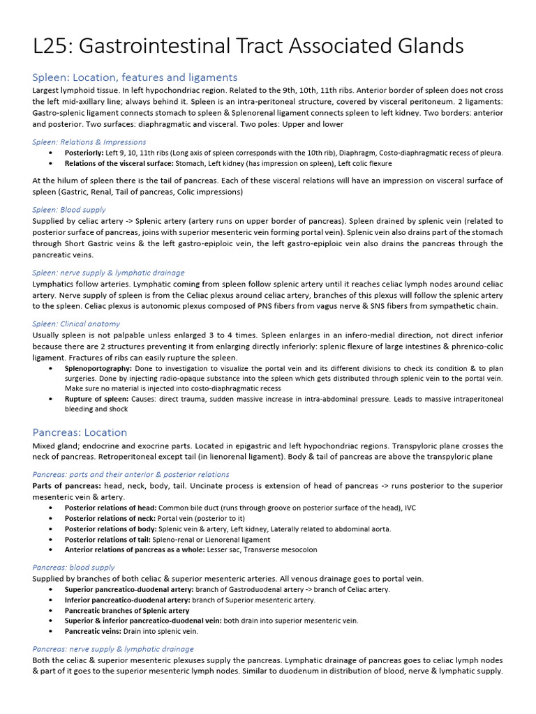 L25 Gastrointestinal Tract Associated Glands | PDF