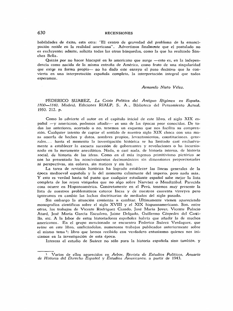 FEDERICO SUAREZ, La Crisis Política del Antiguo Régimen en España 1800 ...