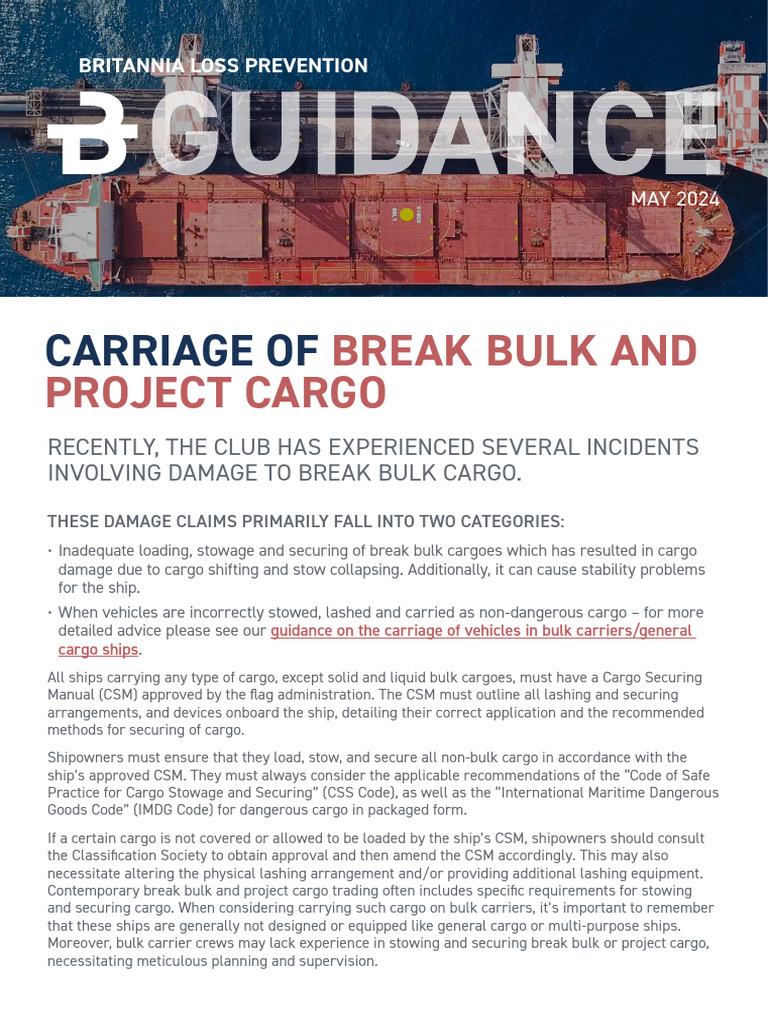 Carriage of Break Bulk and Project Cargoes Guidance | PDF | Cargo ...