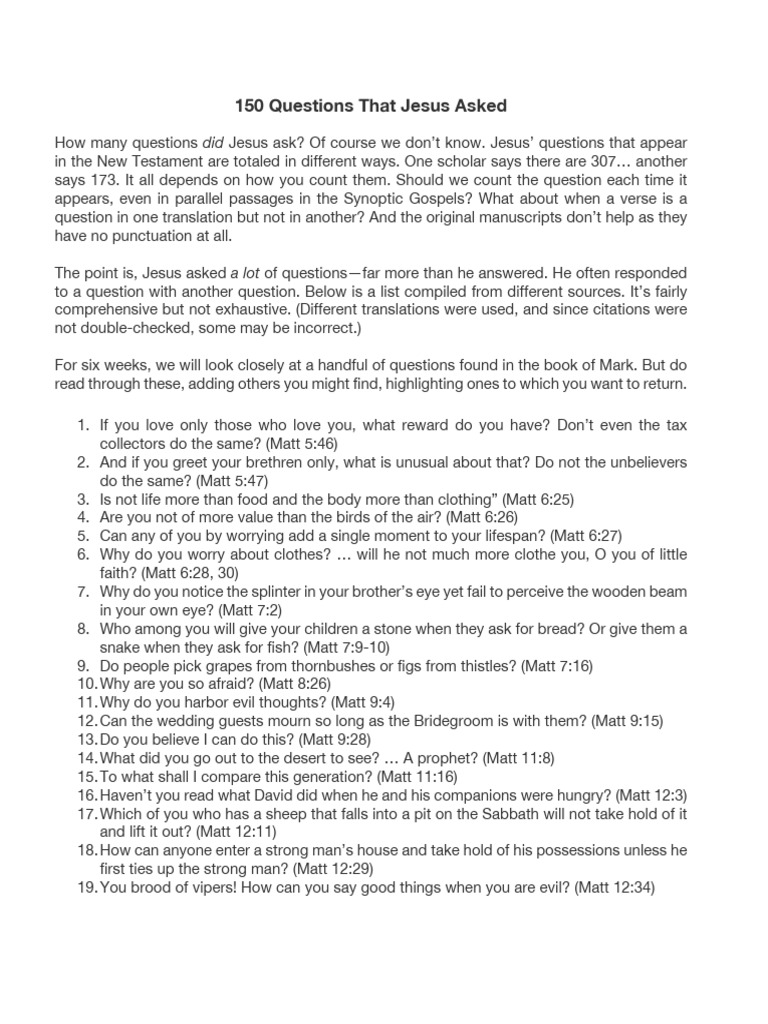150 Questions That Jesus Asked | PDF
