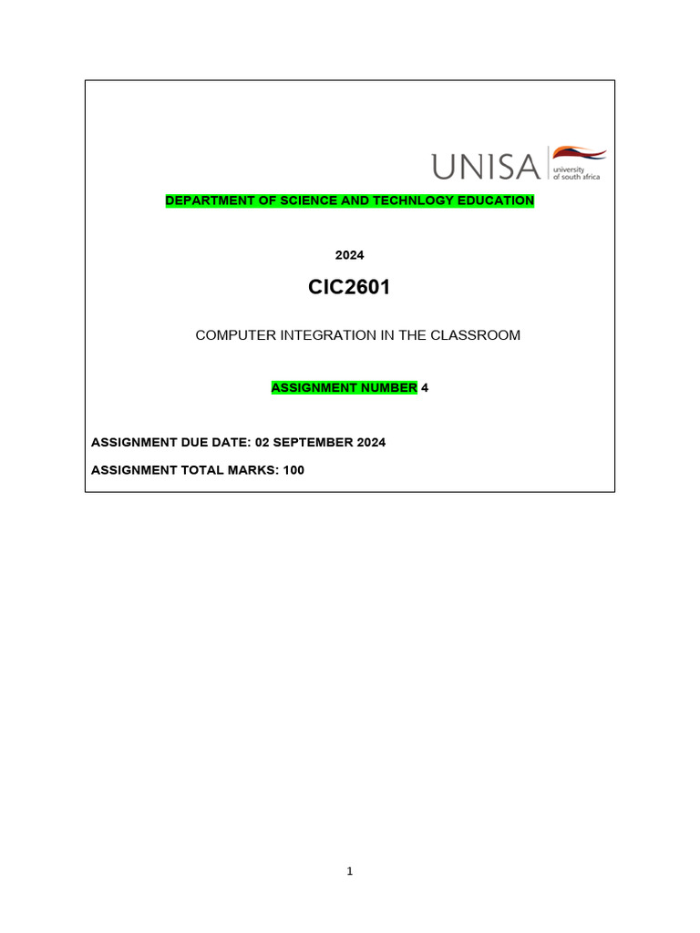 CIC2601 Assignment 4(1) | PDF