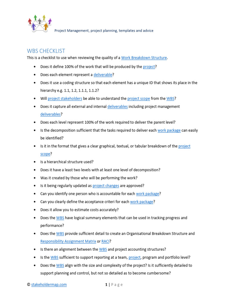 WBS Checklist | PDF