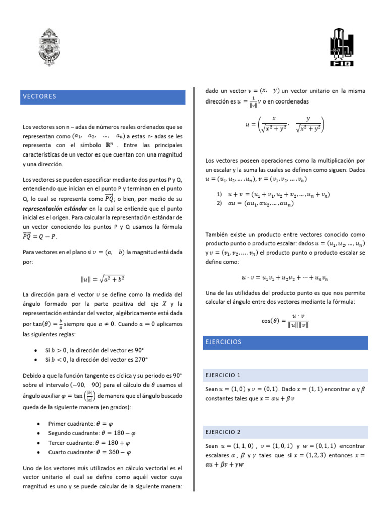 Ejercicios Vectores | PDF