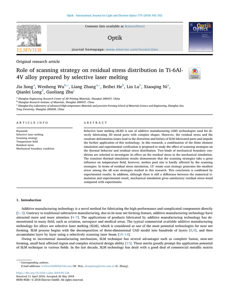 2018 Role of Scanning Strategy On Residual Stress Distribution in Ti ...