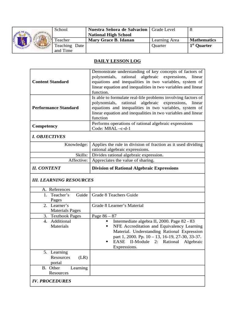 DLL Math 8 D12 | PDF