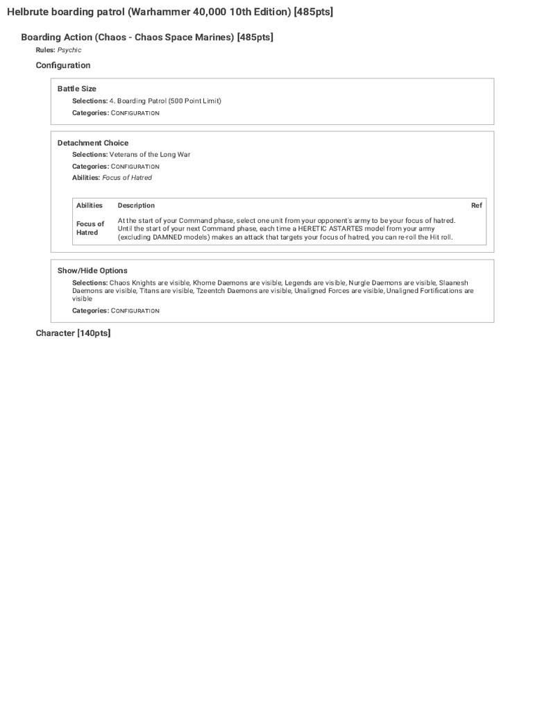 Helbrute Boarding Patrol (HTML) | PDF | Military | History
